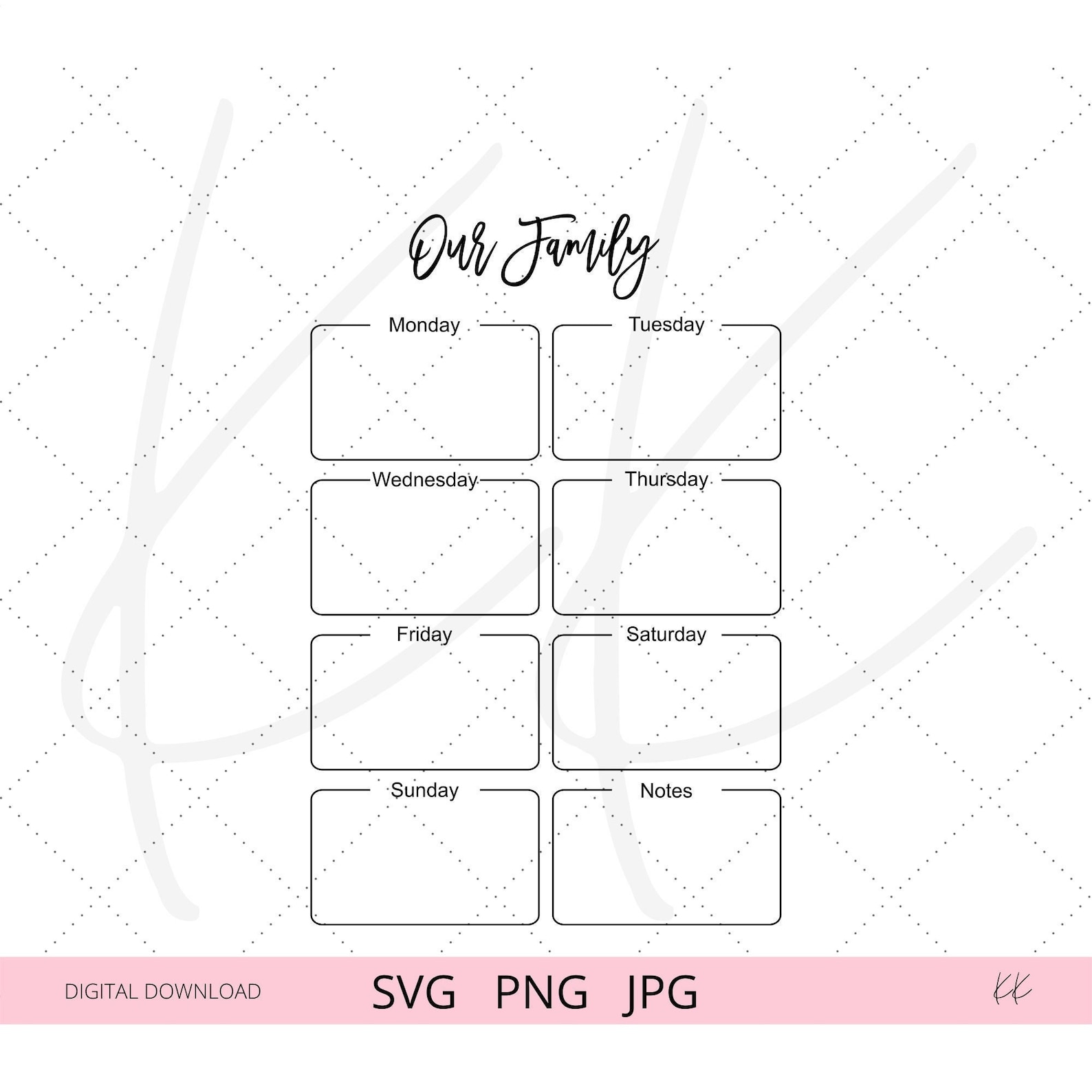 Weekly Planner SVG, Family Planner Cut File, Weekly Planner Printable ...