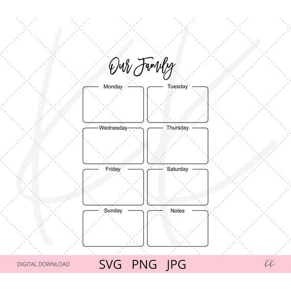 Weekly Planner SVG Family Planner Cut File Weekly Planner - Etsy