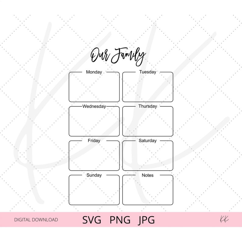 Weekly Planner SVG, Family Planner Cut File, Weekly Planner Printable ...
