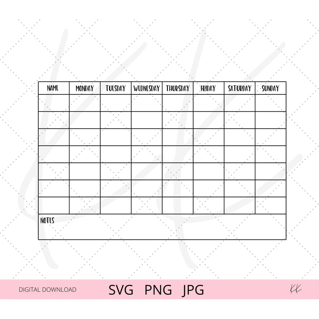 Weekly Family Planner Svg, Printable Weekly Planner, Digital Download ...