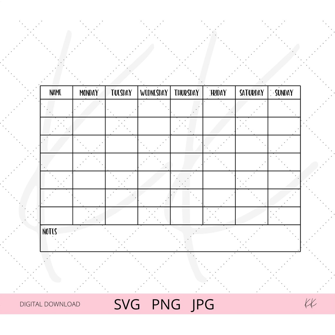 Weekly Family Planner Svg, Printable Weekly Planner, Digital Download ...