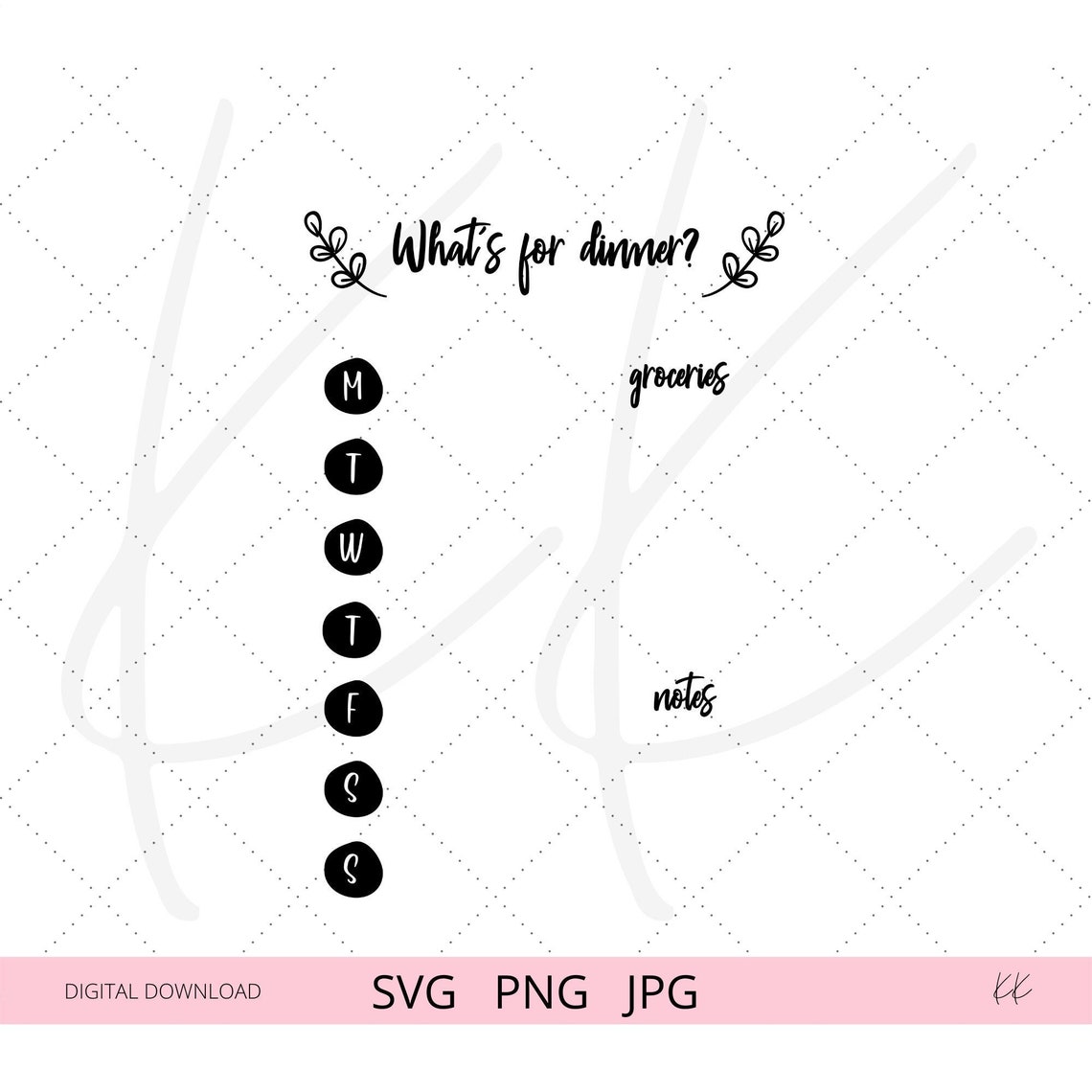 Weekly Menu SVG, Meal Planner SVG, Menu Cut Files, Digital Download ...