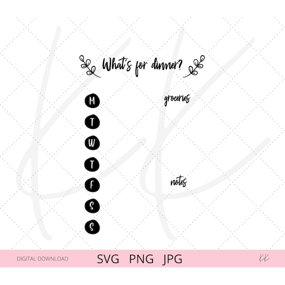 Weekly Menu SVG Meal Planner SVG Menu Cut Files Digital | Etsy
