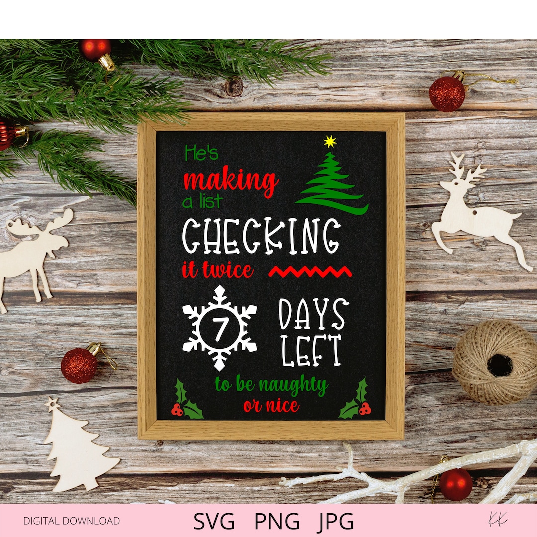 Christmas Countdown SVG, Santa Countdown SVG, Circuit Silhouette Cut ...