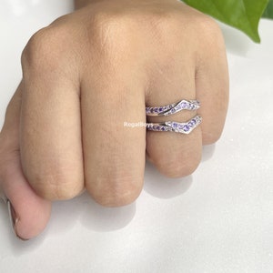 Amethyst Enhancer Ring Guard, 14K Gold Plated Silver V Shape Enhancer ...