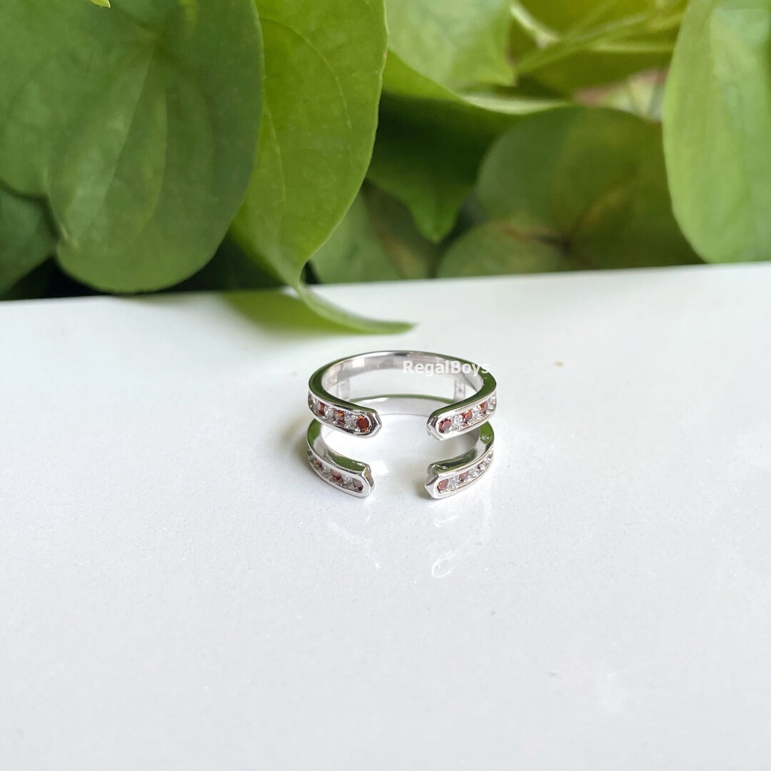 Round Red Garnet Enhancer Wedding Ring, 14K Gold Finish Diamond ...