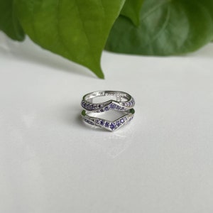 Amethyst Enhancer Ring Guard, 14K Gold Plated Silver V Shape Enhancer ...