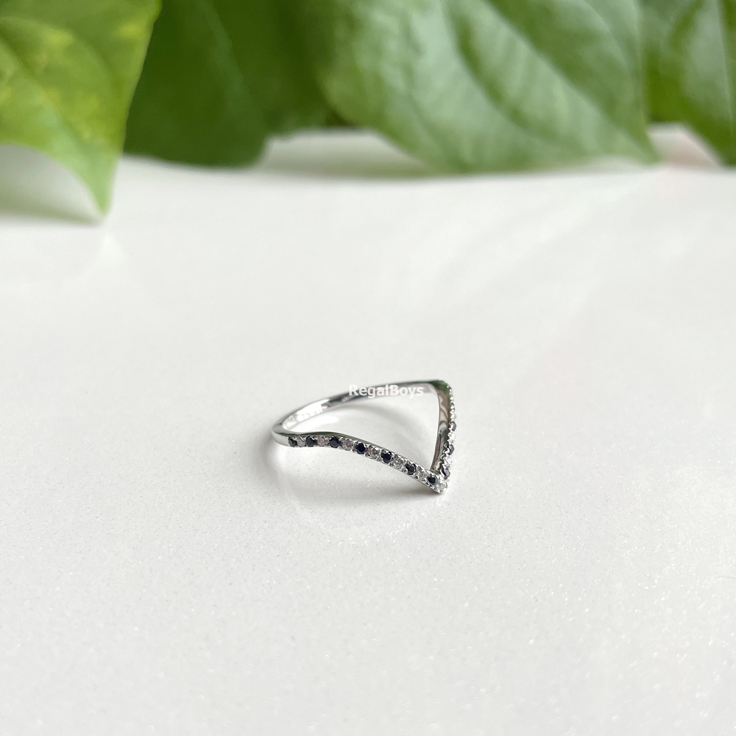 Round Sapphire Diamond V Sahpe Wedding Band 14K Gold Finish - Etsy