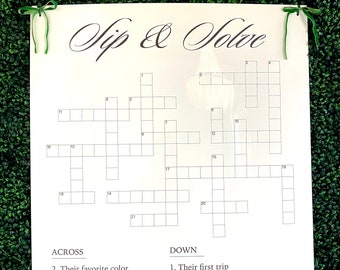 Sip and Solve Wedding Cocktail Hour Crossword Puzzle Custom - Etsy
