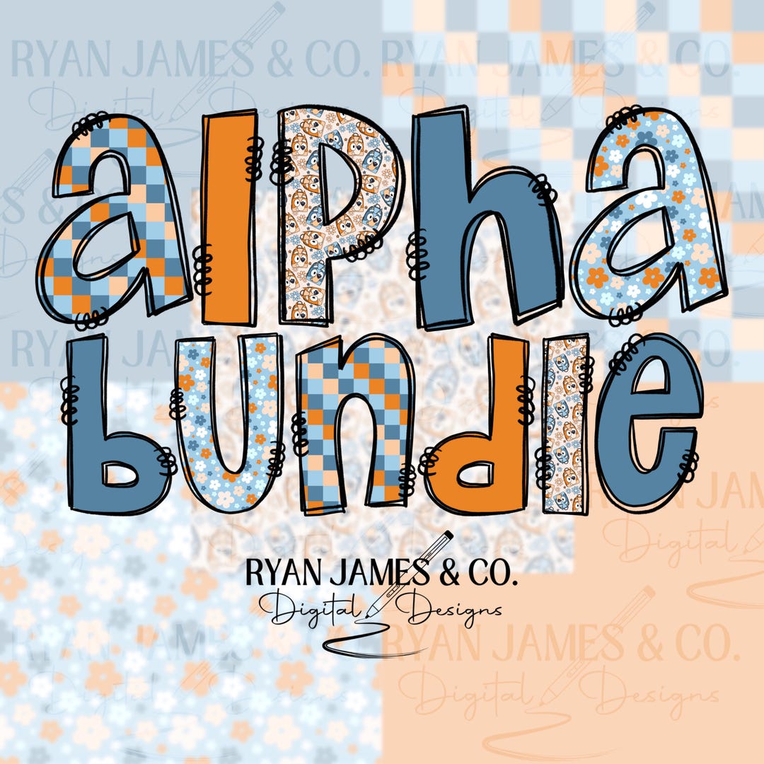 Blue Dog School Bundle Alphabet Set || Alpha PNG || Back to School ...
