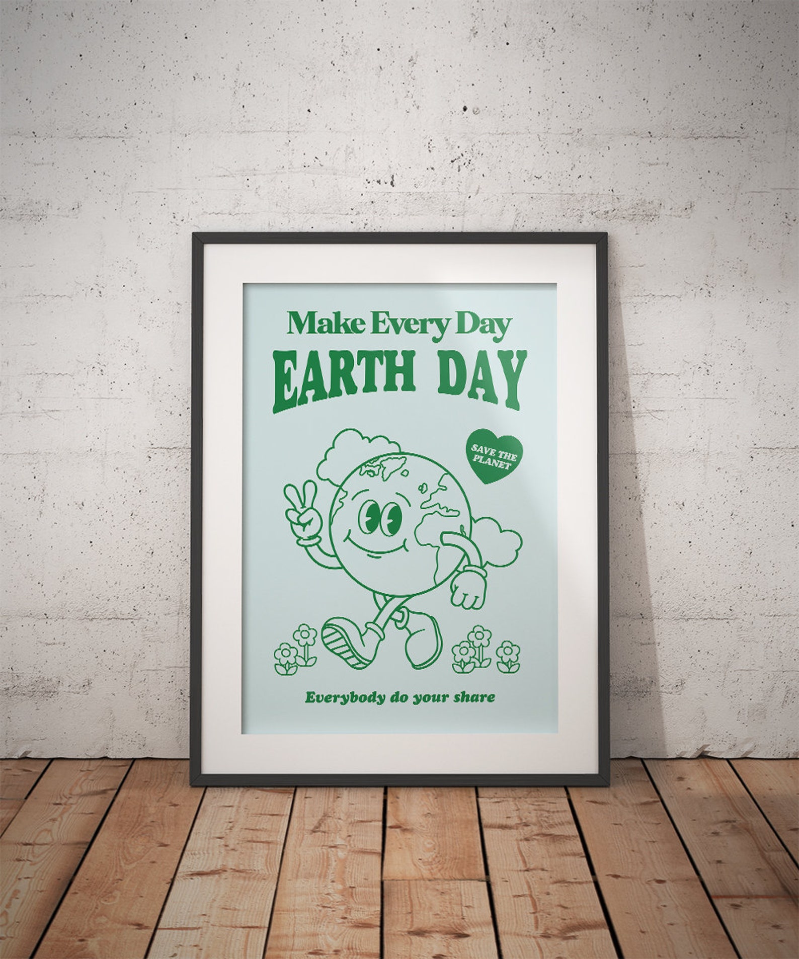 Earth Day Wall Art Print Retro Aesthetic Decor 70s Decor - Etsy