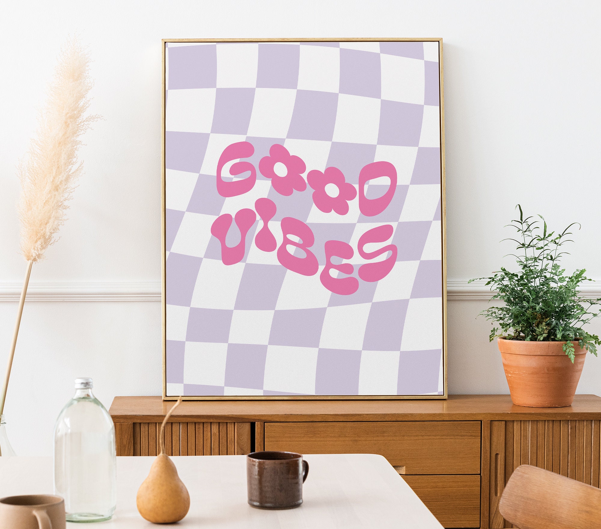 Good Vibes Wall Decor Art Print, Retro Aesthetic Poster, 70s Decor ...