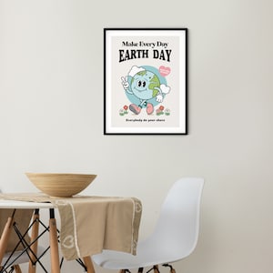 Earth Day Wall Art Print, Retro Aesthetic Poster, 60s 70s Decor Poster ...