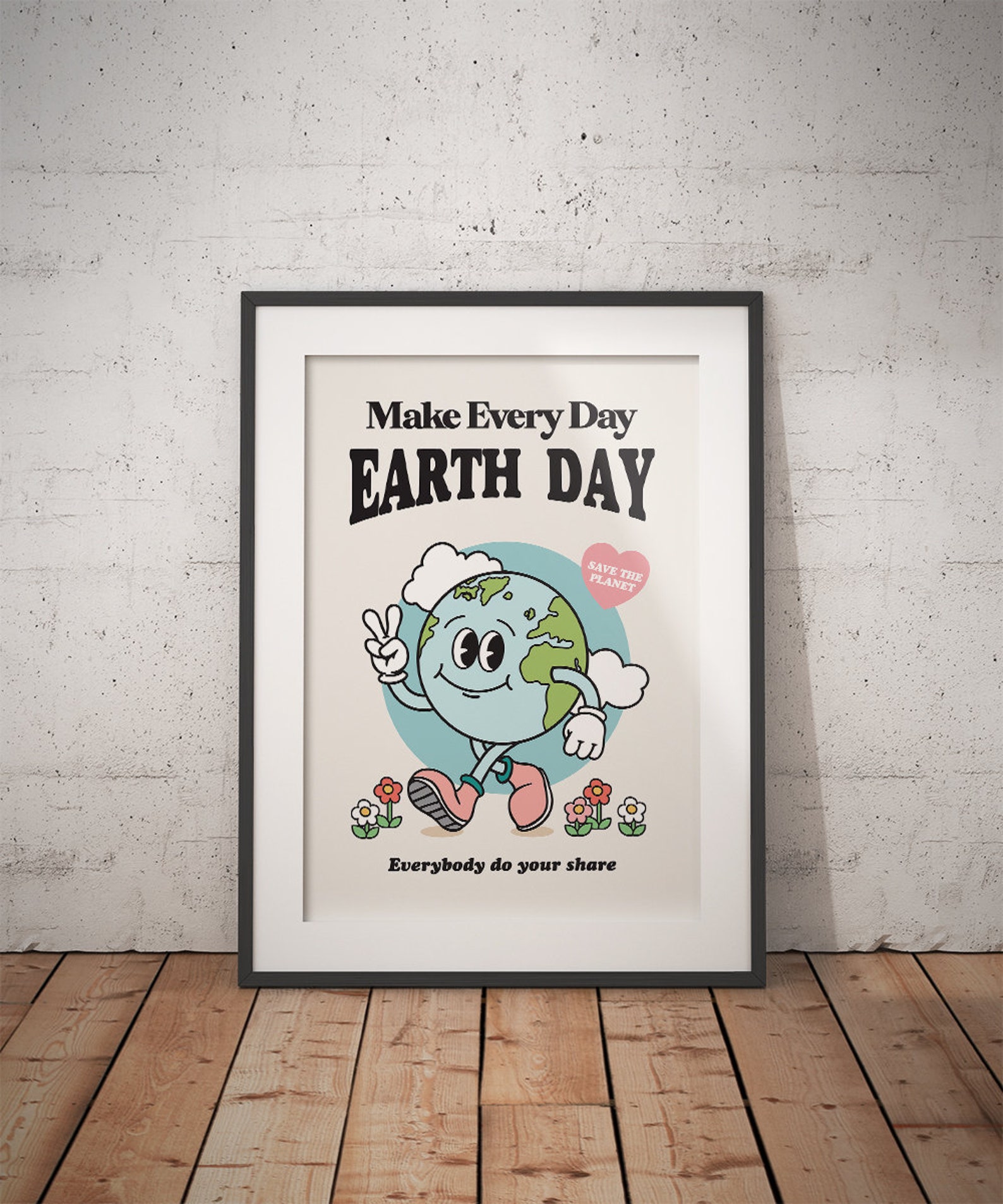 Earth Day Wall Art Print, Retro Aesthetic Poster, 60s 70s Decor Poster ...