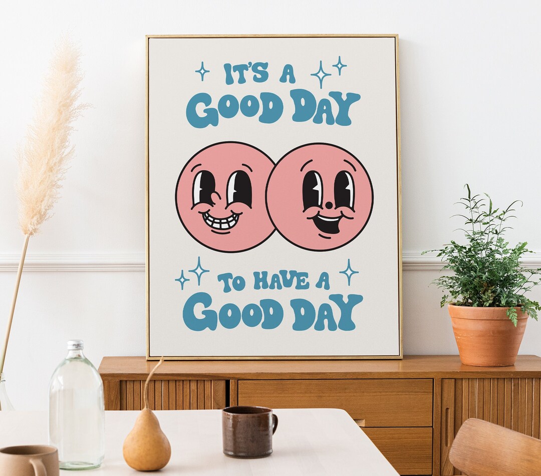 It's a Good Day Wall Decor Art Print, Retro Happy Face Poster, 70s ...