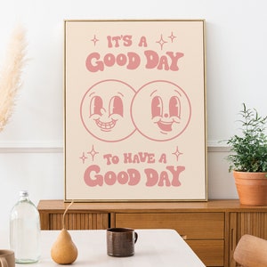 It's a Good Day Wall Decor Art Print, Retro Happy Face Poster, 70s ...