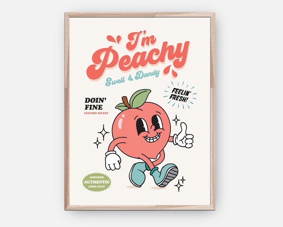 Peachy Wall Art Print Retro Poster 60s 70s Decor Poster | Etsy