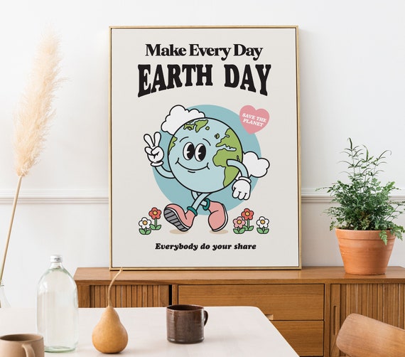Earth Day Wall Art Print Retro Aesthetic Poster 60s 70s - Etsy