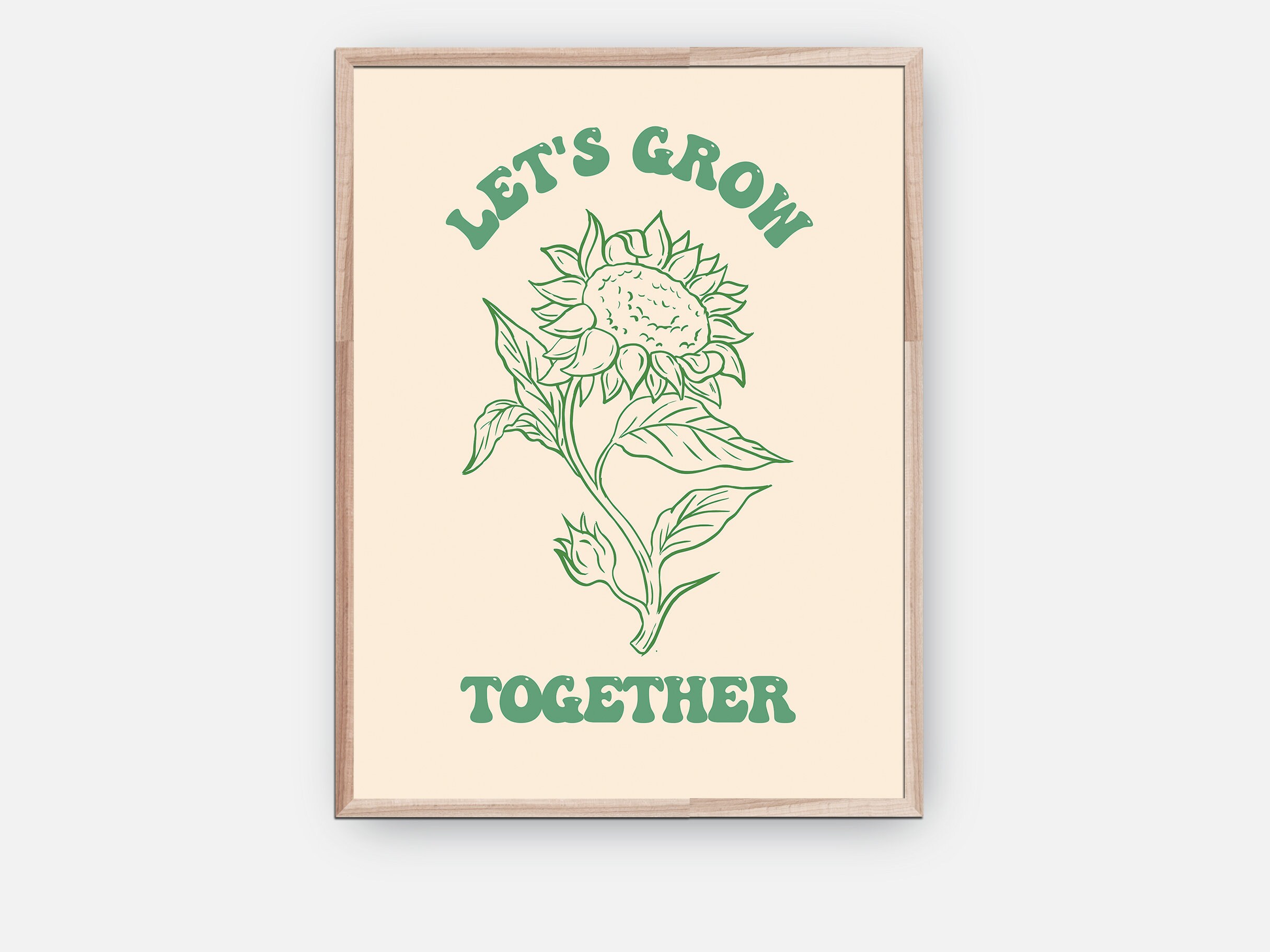 Let's Grow Together Wall Decor Art Print Retro Aesthetic | Etsy