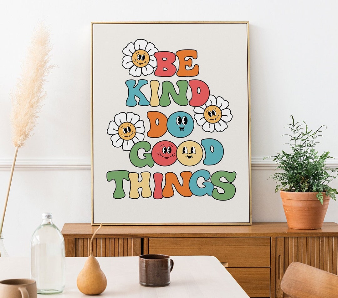 Be Kind Wall Art Print Digital Download, Retro Type Aesthetic Poster ...