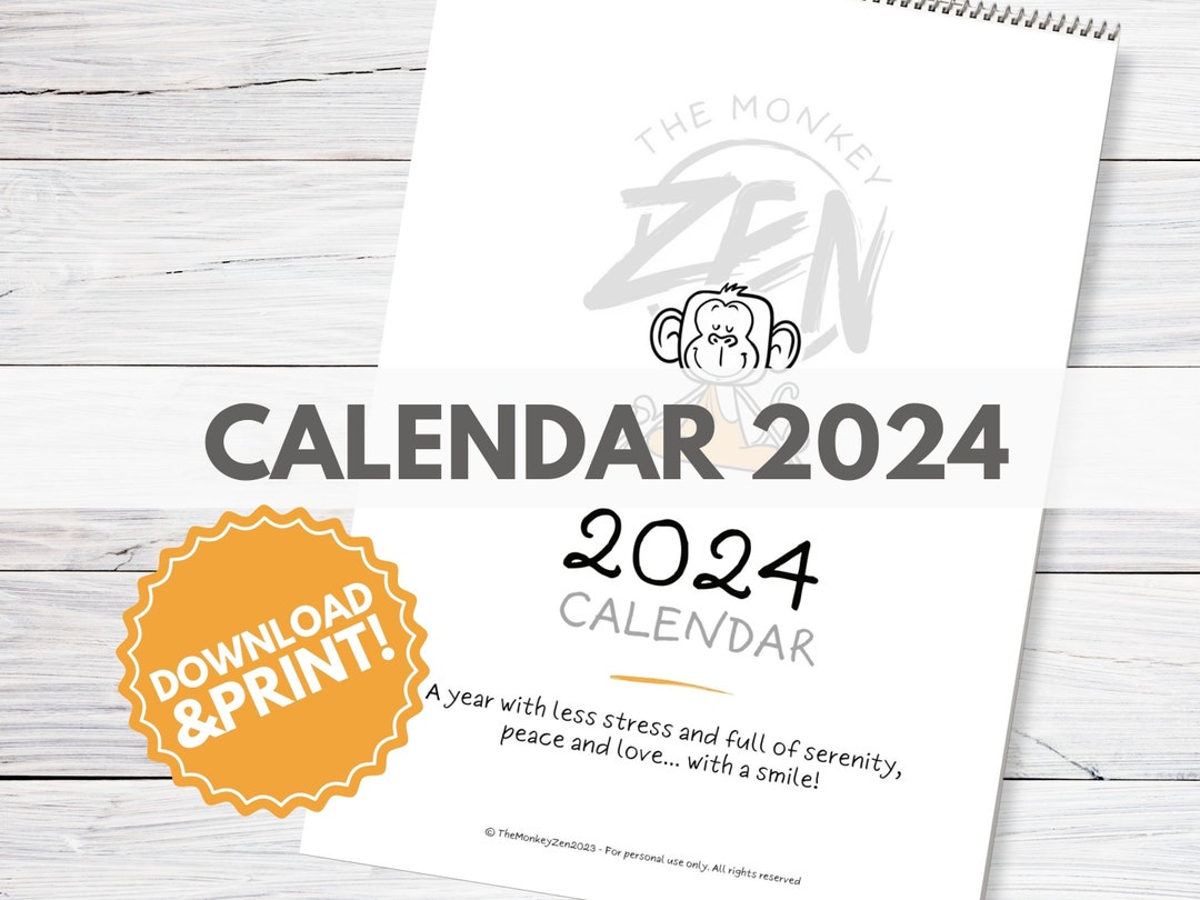2024 Printable Calendar With Inspirational Zen Quotes/affirmation Wall ...