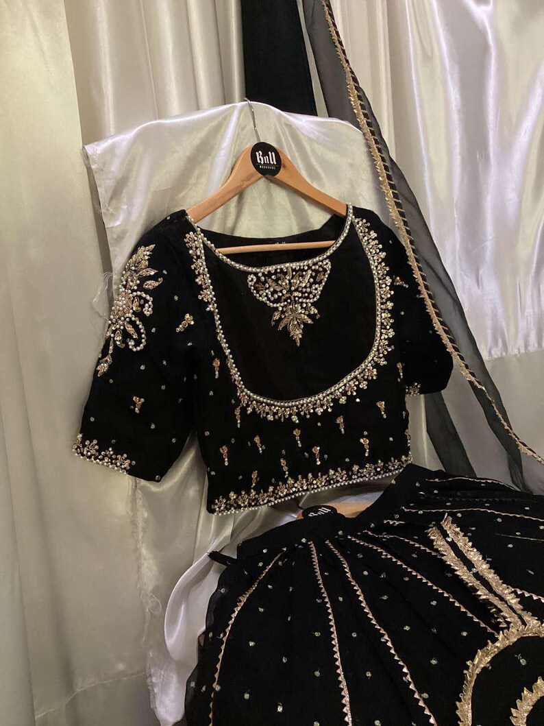 Black Embroidered Lehenga Choli With Sequin Work | Indian Bridal Wear ...