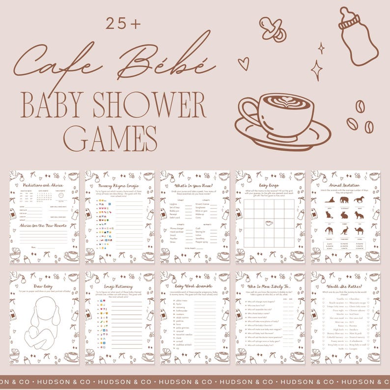 Cafe Bebe Baby Shower Games - Baby is Brewing Games - Coffee Theme Baby ...