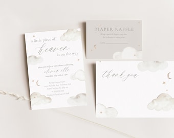 Heaven Sent Baby Shower Favor Tag - Piece of Heaven is on the Way Baby ...