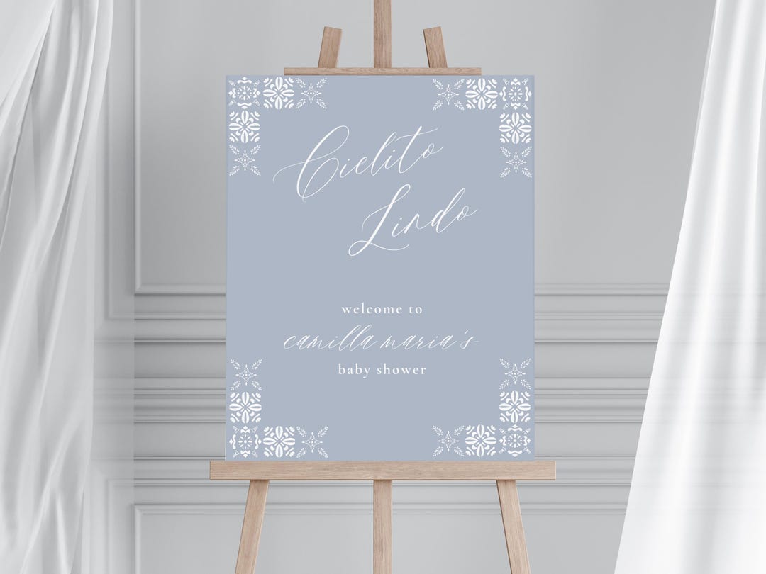 Blue Cielito Lindo Baby Shower Welcome Sign - Mexican Talavera Welcome ...