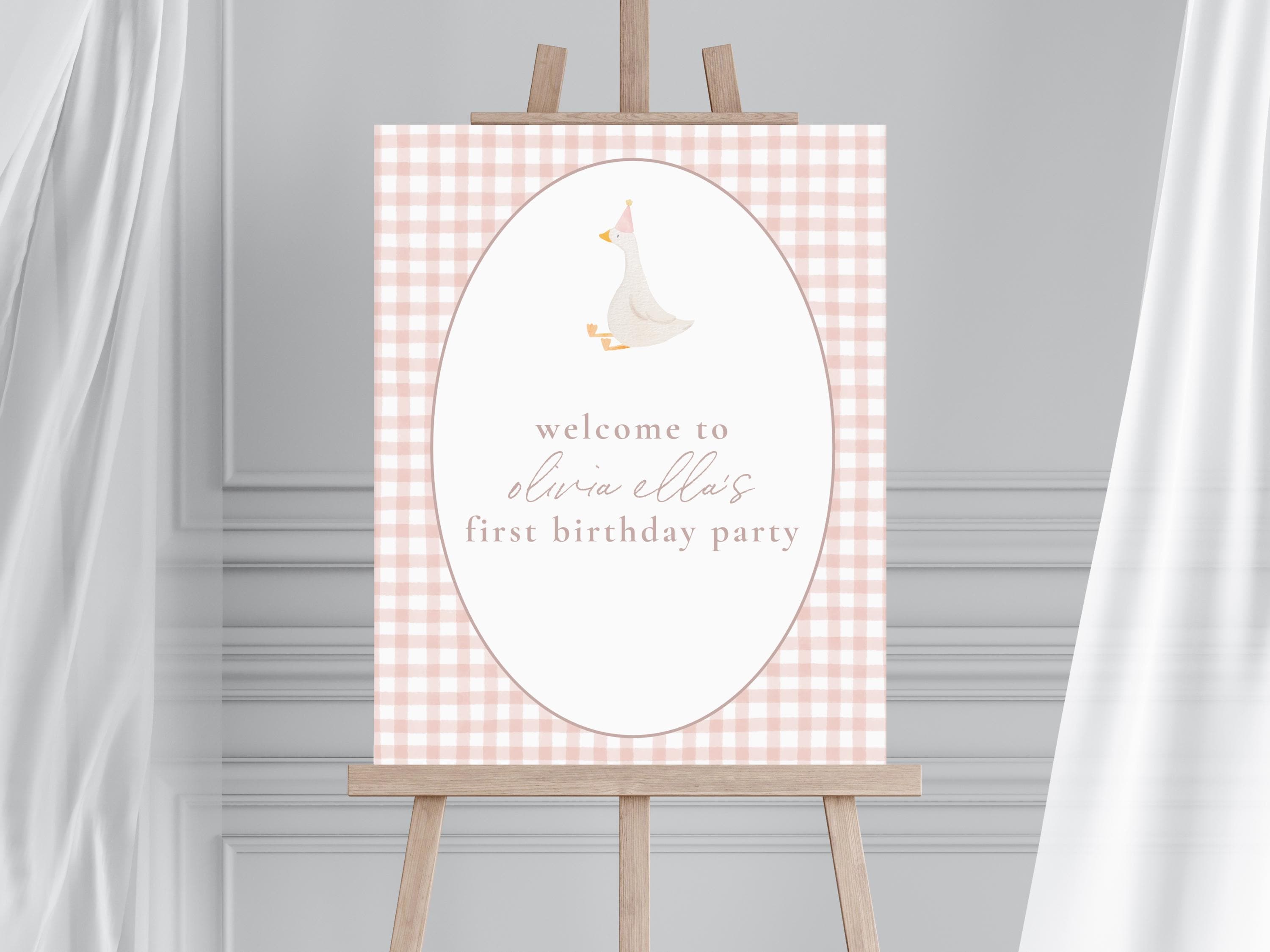 One Silly Goose Birthday Welcome Sign for a Goose First Birthday, Pink ...