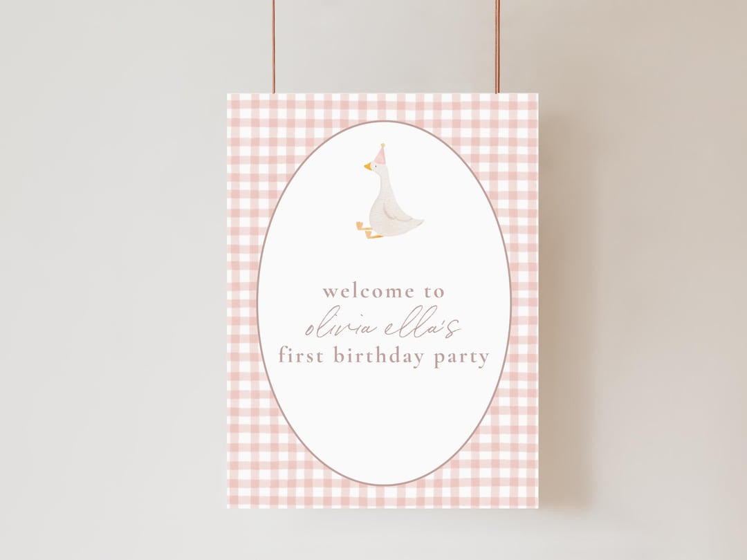 One Silly Goose Birthday Welcome Sign for a Goose First Birthday, Pink ...
