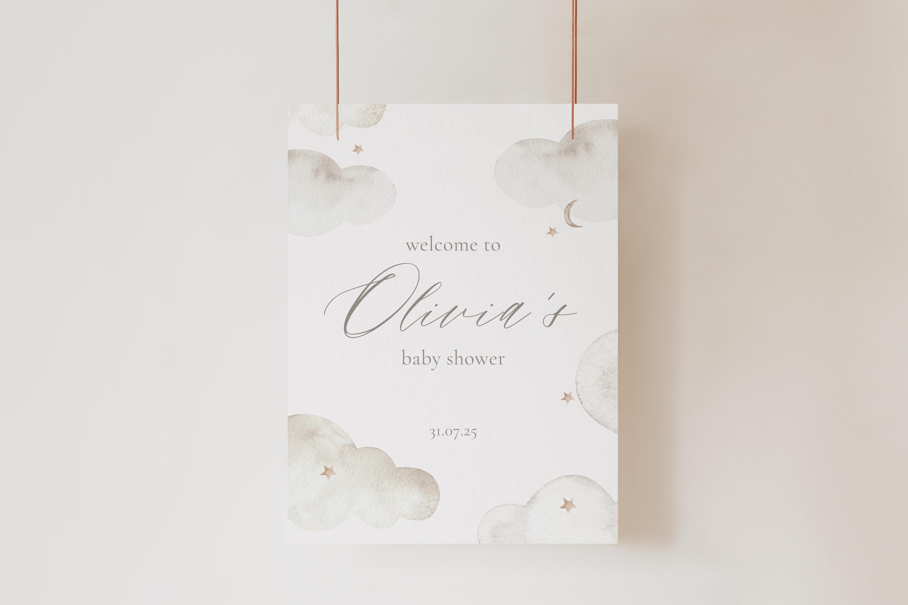 Editable Heaven Sent Baby Shower Welcome Sign - Dreamy Cloud Theme - A ...