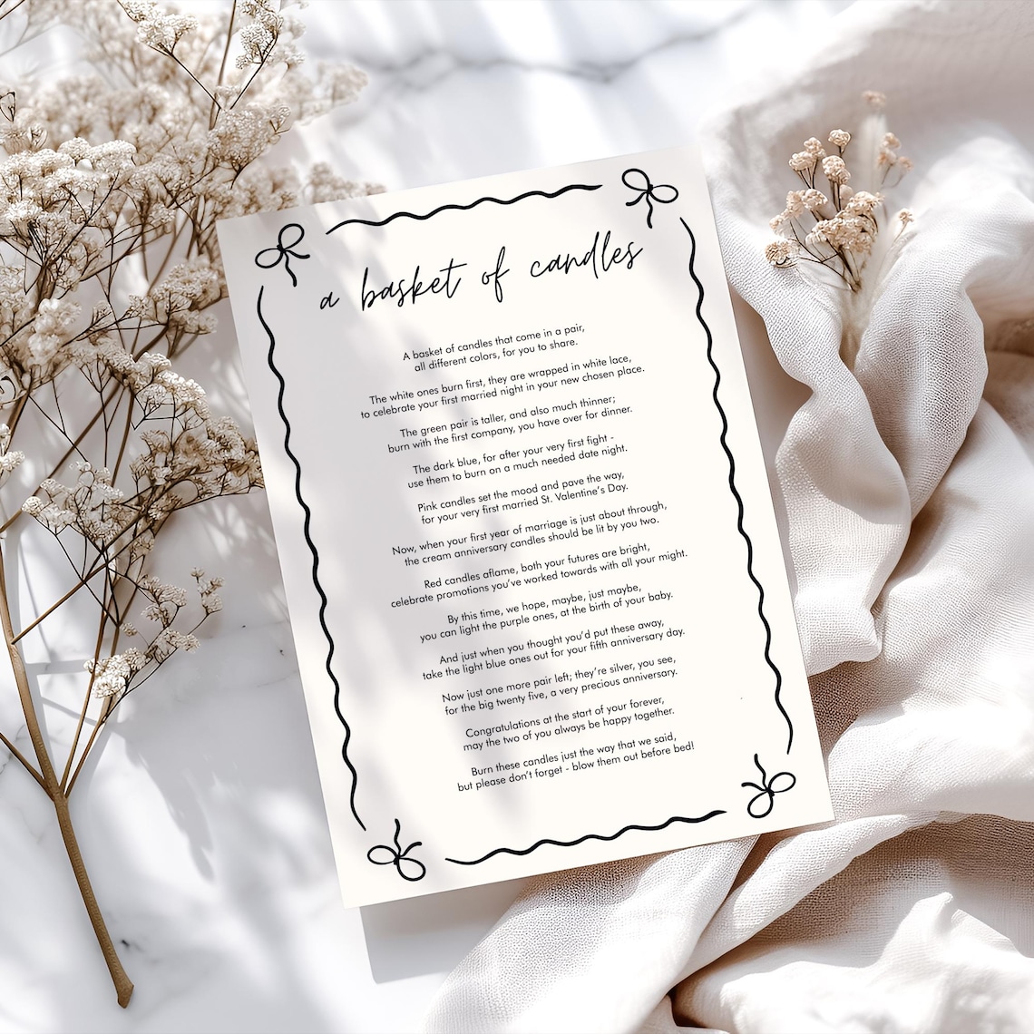 PRINTABLE Bridal Shower Basket of Candles - Basket of Candles Wedding ...