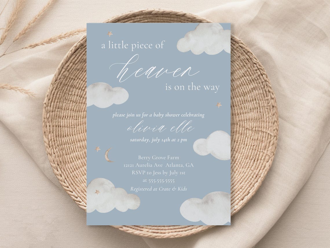 Heaven is on the Way Baby Shower Invitation - Instant Download - A ...