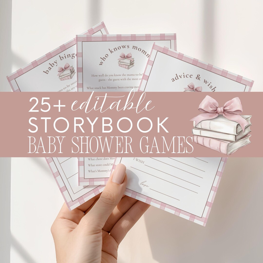 Storybook Baby Shower Games Canva Editable Template A New Chapter ...