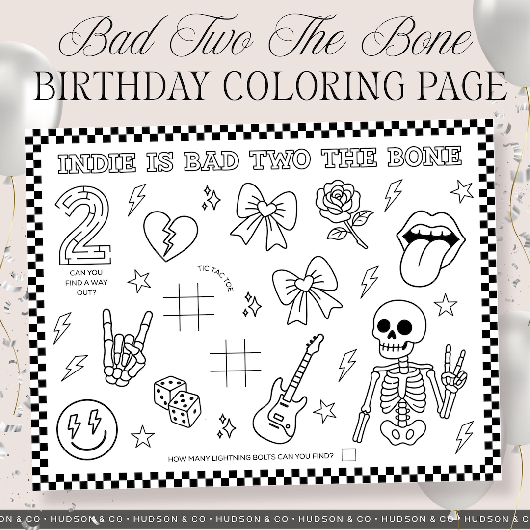 CUSTOMIZABLE Bad Two the Bone Coloring Page - Ready 2 Rock, Bad 2 the ...