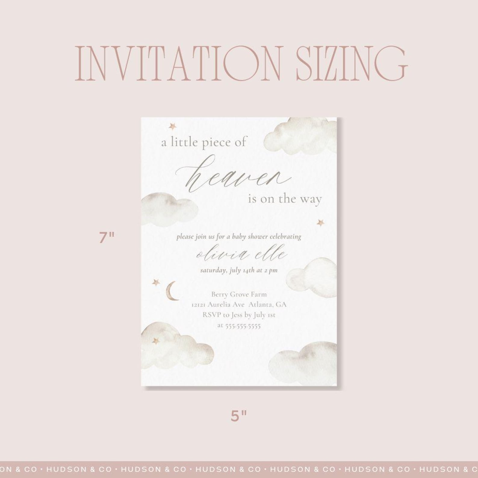 Heaven Sent Baby Shower Invitation Digital Neutral Cloud 9 A Little ...