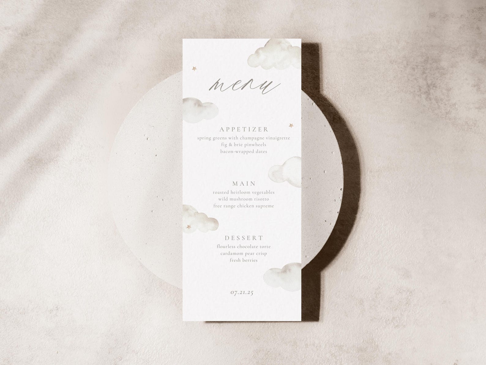 Editable Cloud 9 Baby Shower Menu, Neutral on Cloud 9 Menu Card ...