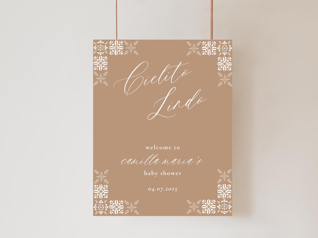 Editable Brown Cielito Lindo Baby Shower Welcome Sign - Mexican ...