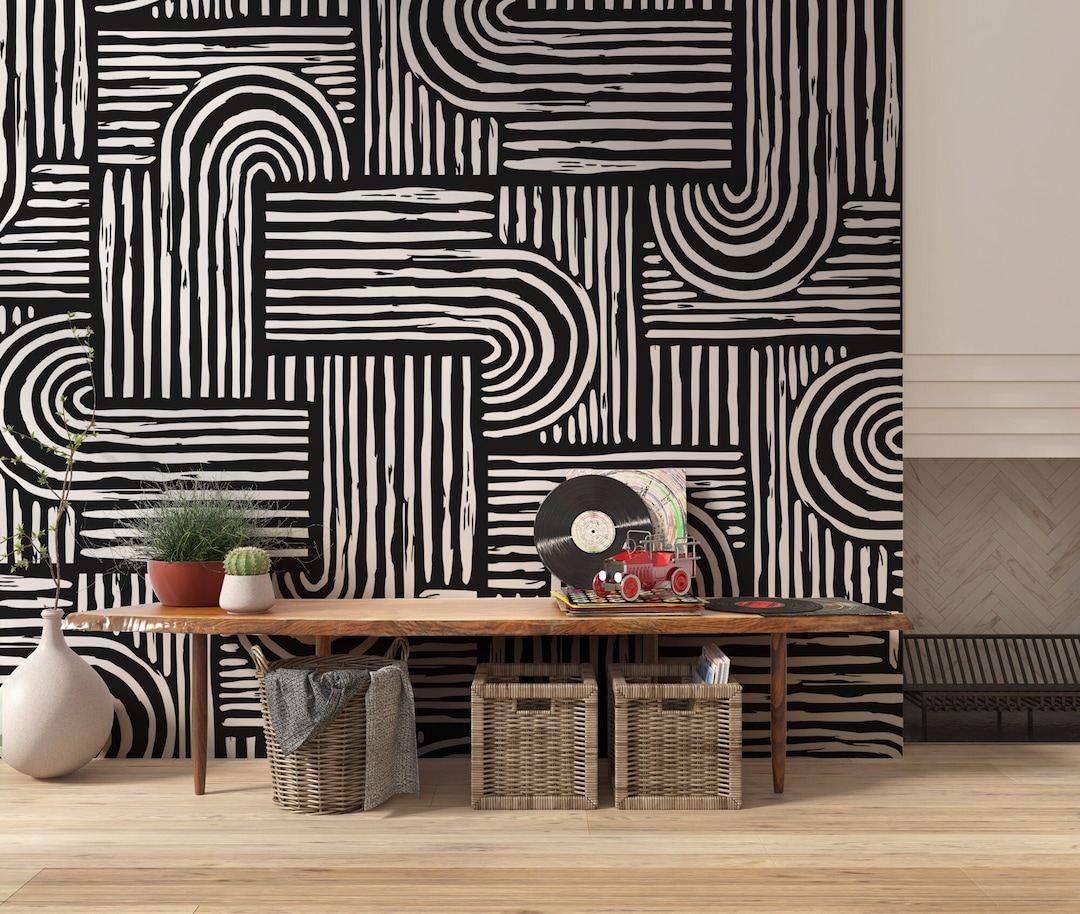Linear Geometrical Wallpaper- Style and Design Wallposter- Livingroom ...