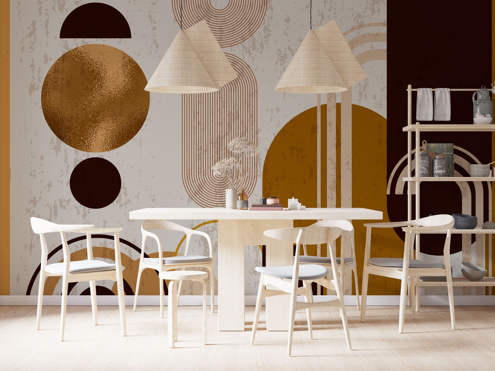 Gold Detailed Arch Wallpaper, Abstract Shape and Line Art, Semicircle ...