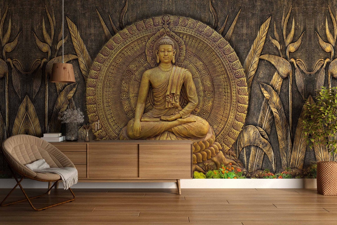 Hindu Buddha Wallpaper Peel and Stick - Indian God Gotama Budha Wall ...