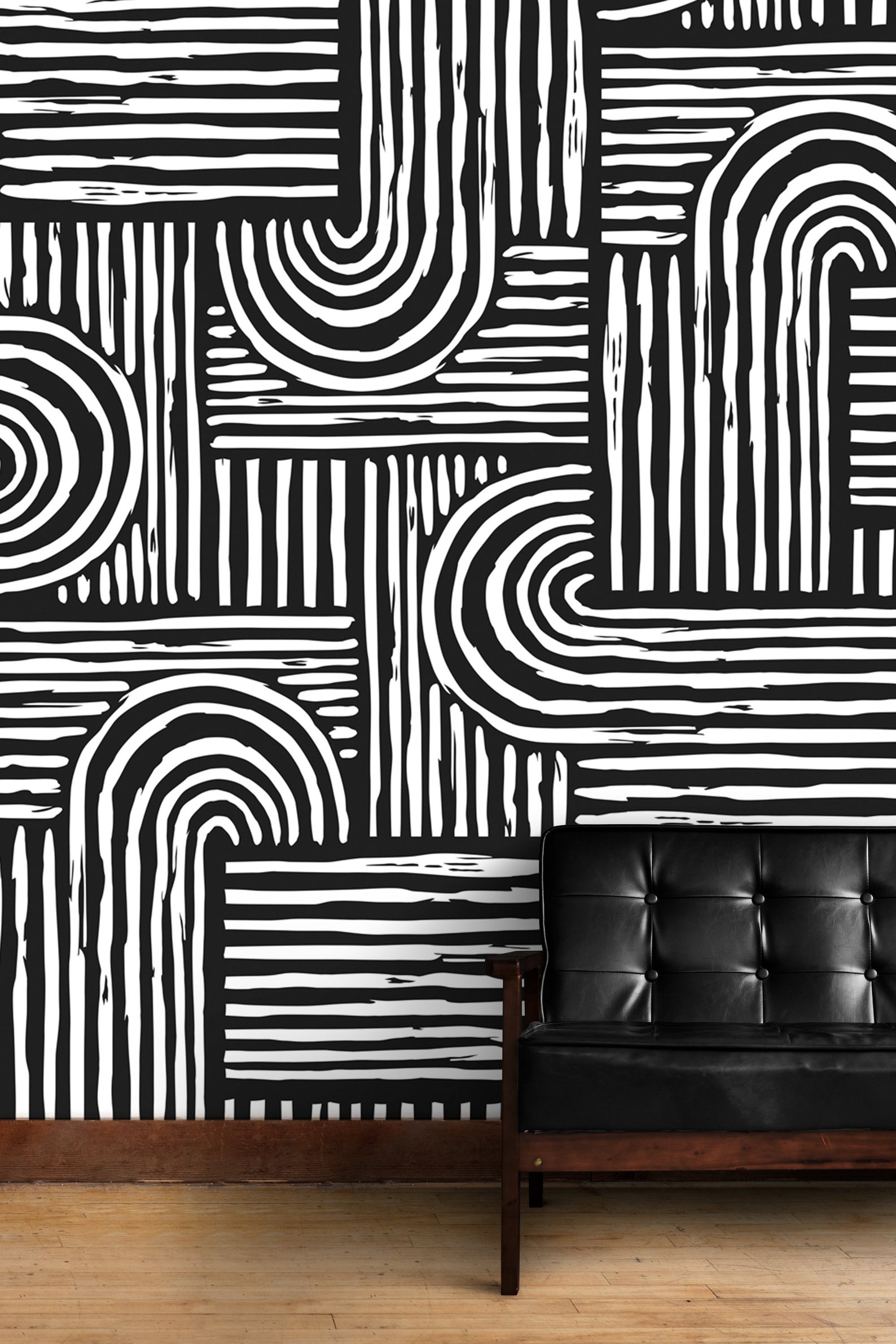 Linear Geometrical Wallpaper- Style and Design Wallposter- Livingroom ...