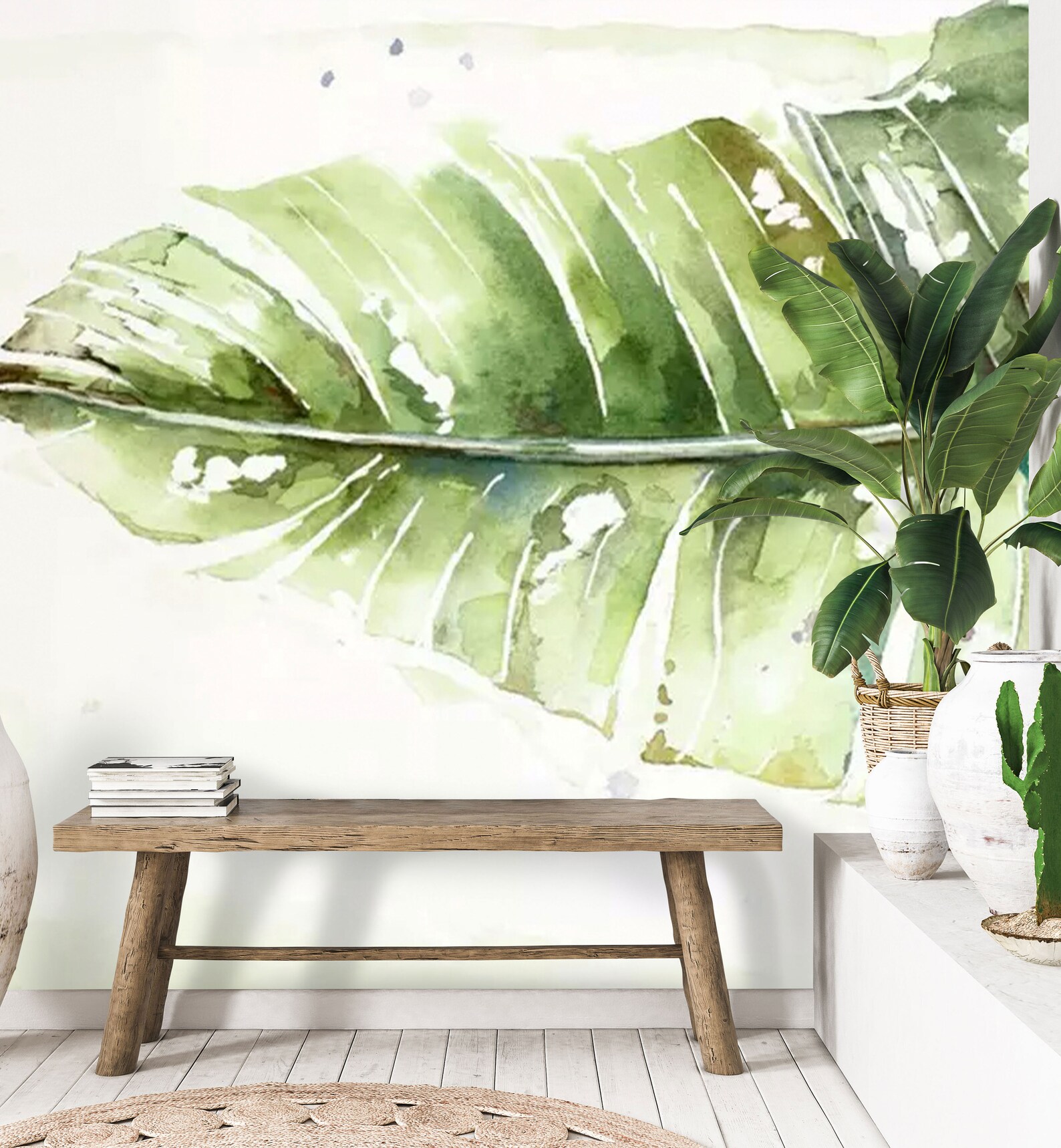 Exotic Leaf Wallpaper Giant Leaf 3D Leaf Wallpaper Living - Etsy