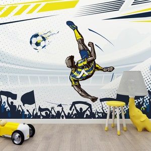 Football Fanatic Wallpaper for Kids - Customizable Soccer Themed Mural ...