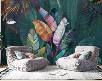 Big Leaves Wallpaper - Etsy