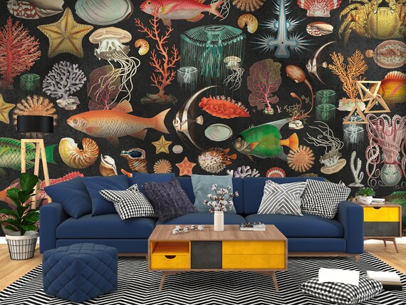 Sea Life Wallpaper Species of Fish Wallpaper Styles and | Etsy