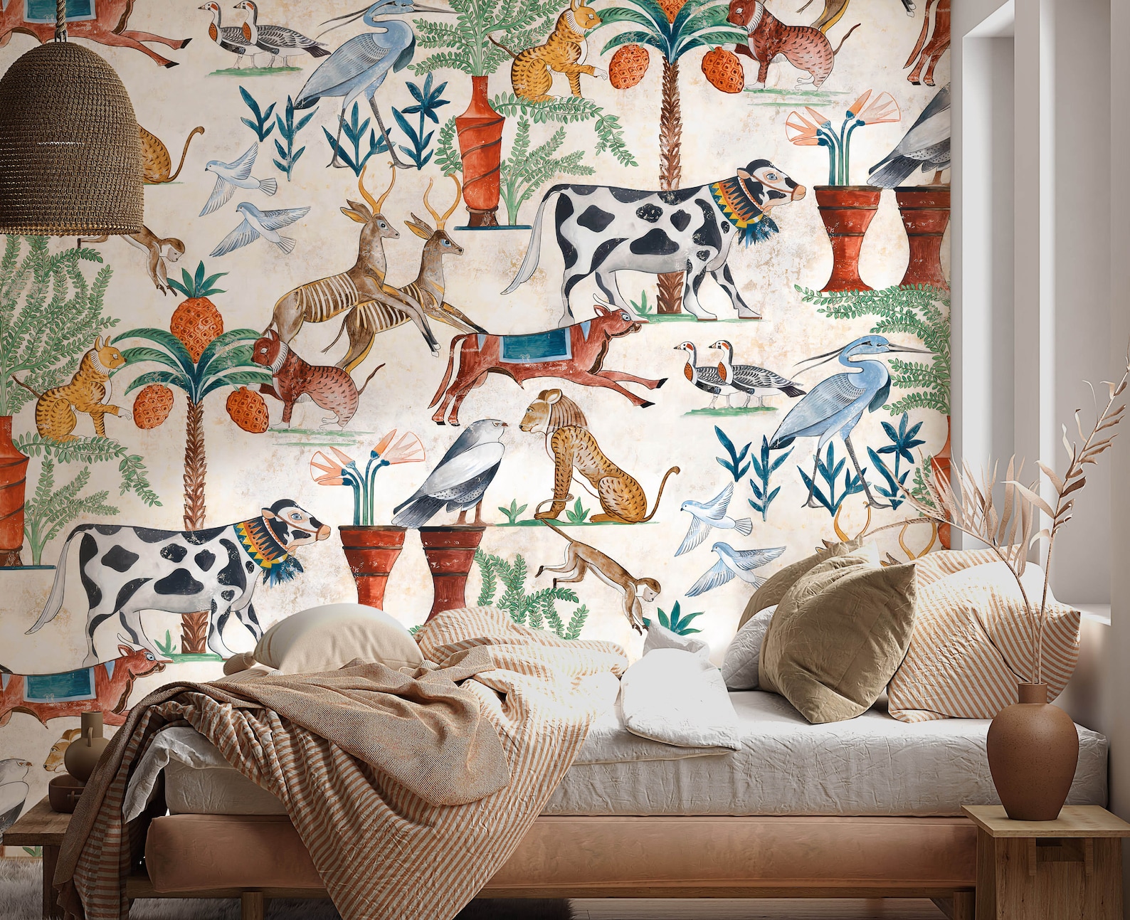 Africa Safari Animals Traditional Wallpaper - African Motifs Removable ...