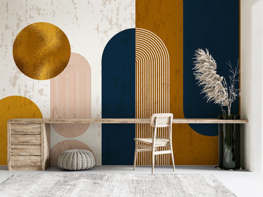 Arch Wall Wallpaper, Abstract Shape and Line Art, Semicircle Wall ...