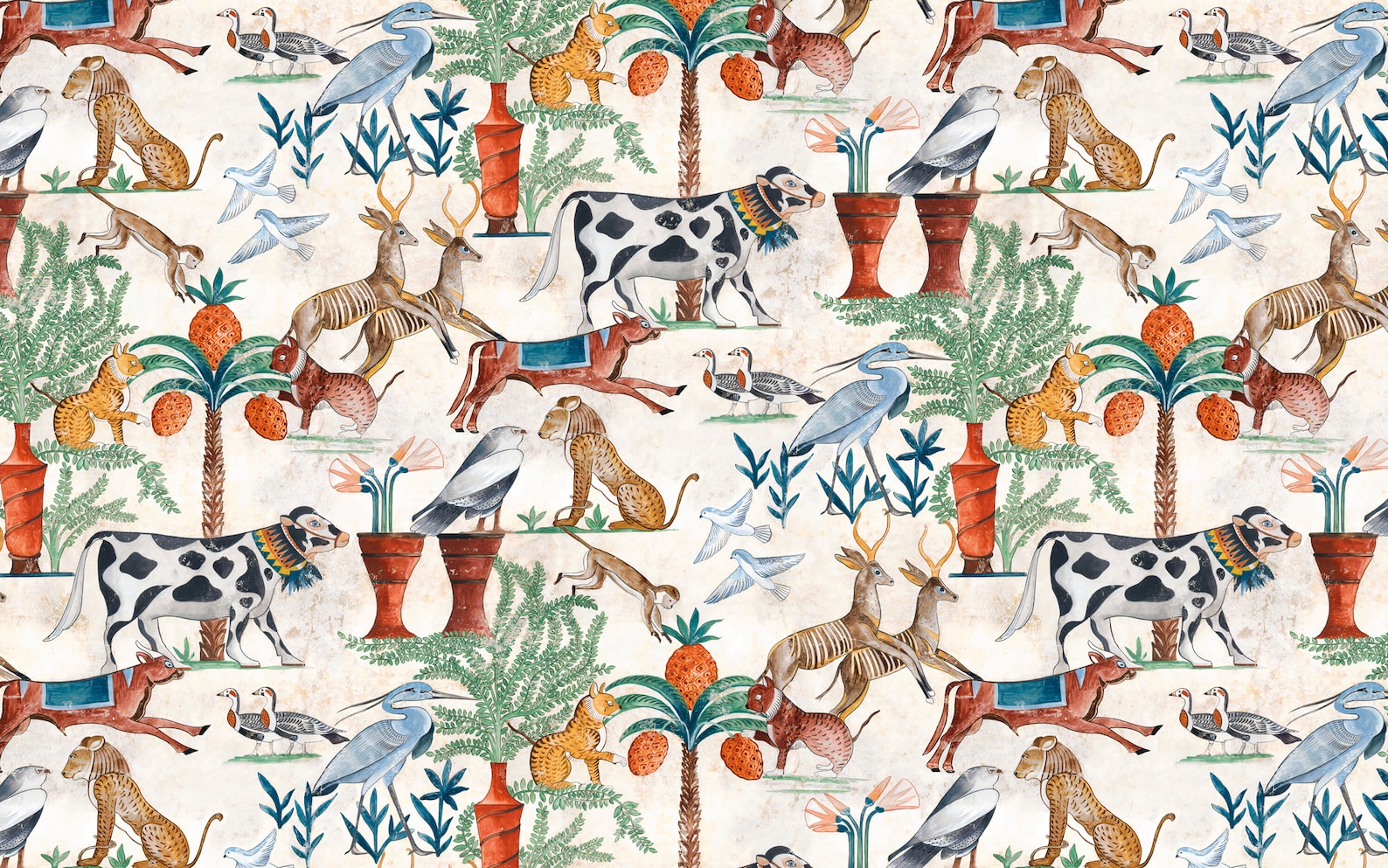 Africa Safari Animals Traditional Wallpaper - African Motifs Removable ...